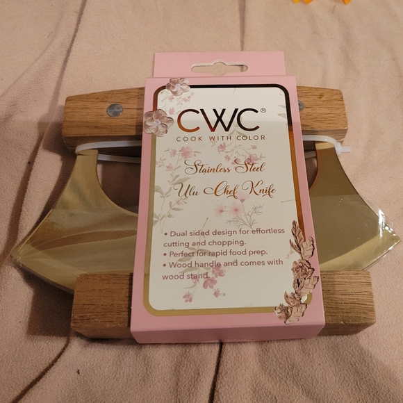 CWC | Kitchen | Cwc Stainless Steel Ulu Cheif Knife Gold Brass With ...